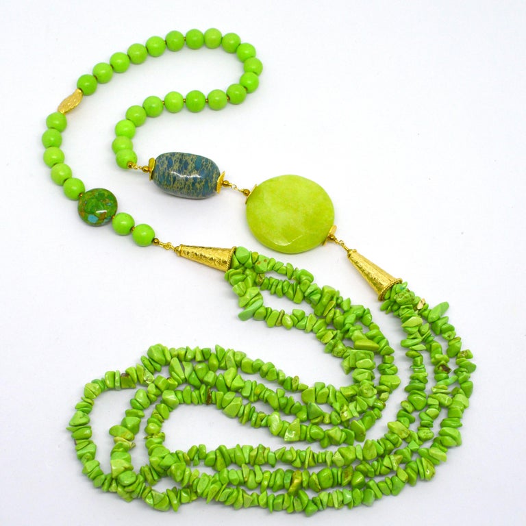Decadent Jewels Howlite Jasper Jade Gold Necklace at 1stDibs