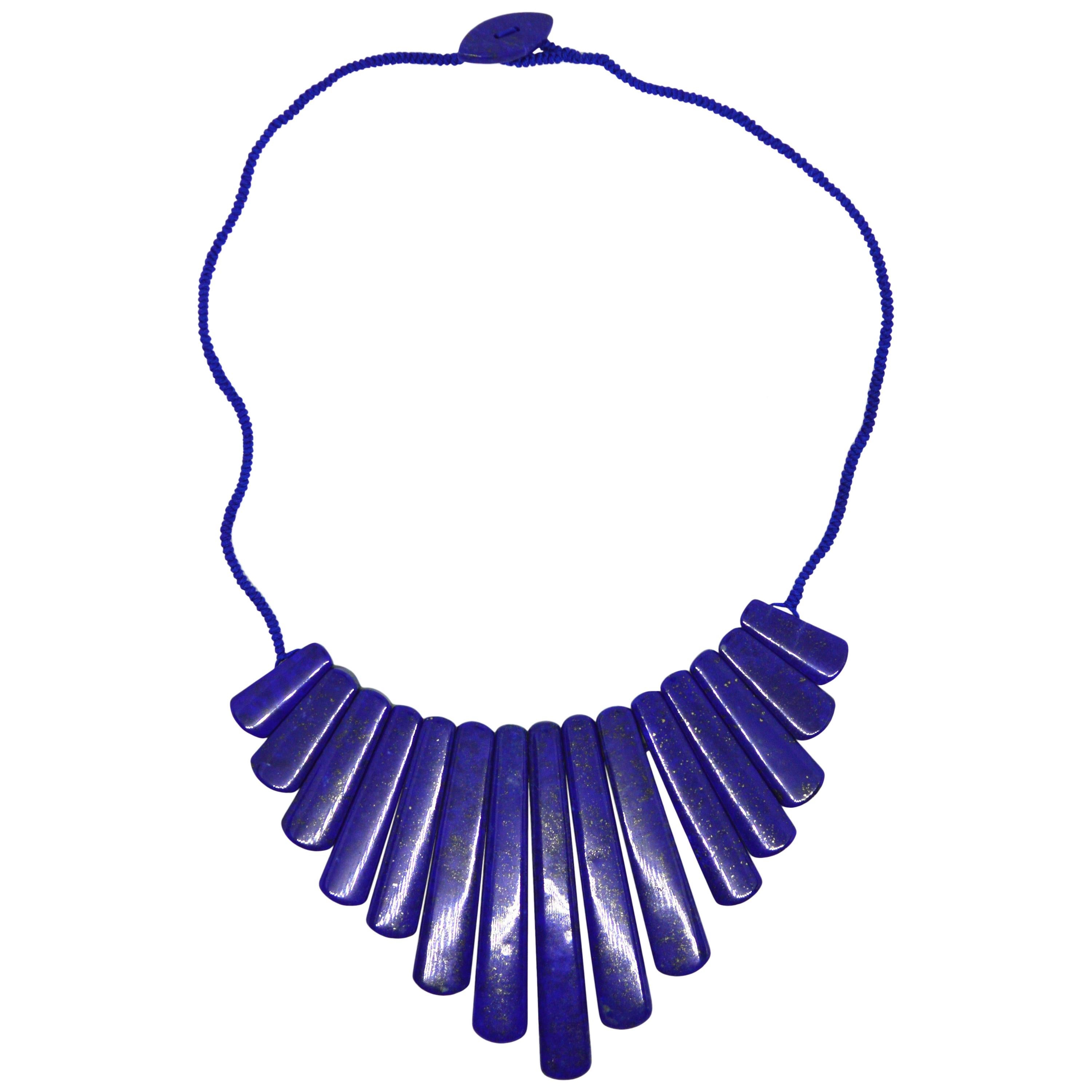 Decadent Jewels African Blue Opal Lapis Lazuli Gold Necklace at 1stDibs