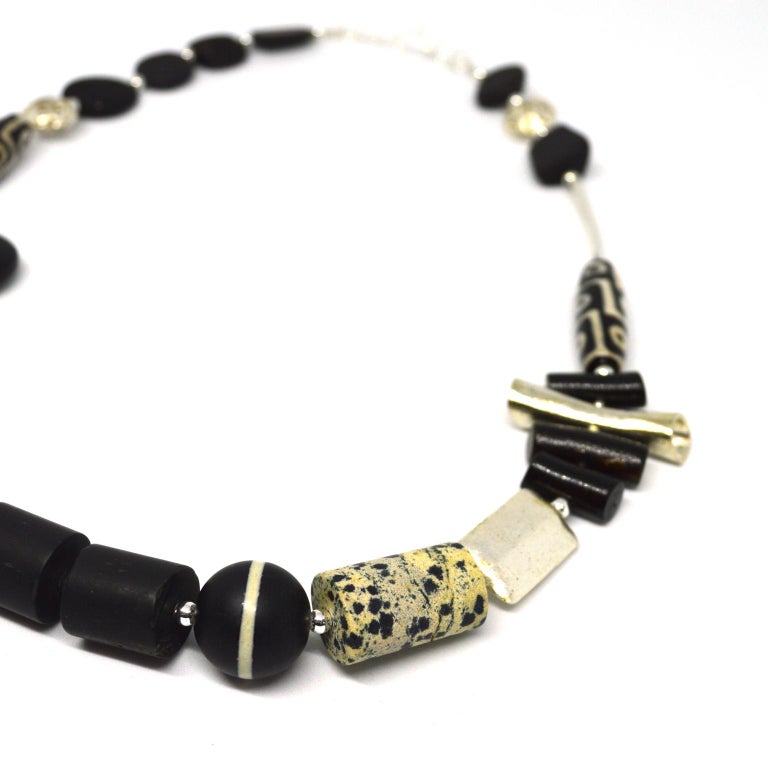 Decadent Jewels Matt Black Onyx Tibetan Agate Dalmation Jasper Silver ...