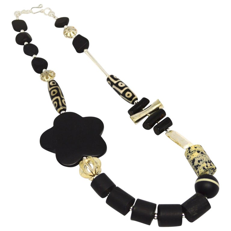 Decadent Jewels Matt Black Onyx Tibetan Agate Dalmation Jasper Silver ...