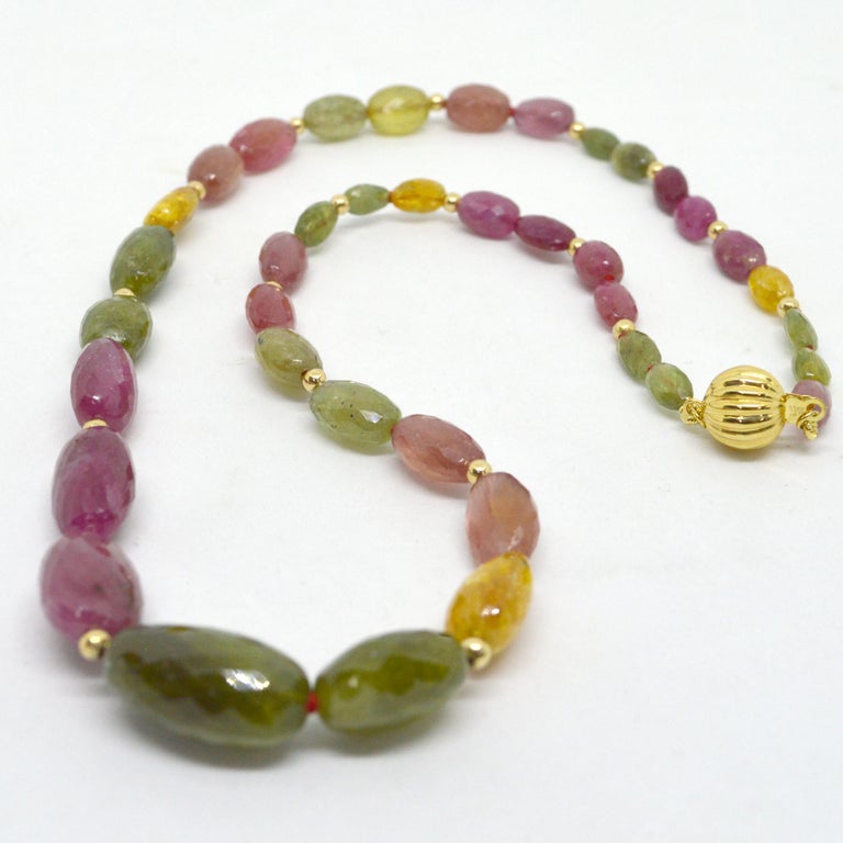 Decadent Jewels Multi-Color Sapphire Graduated Gold Necklace For Sale ...