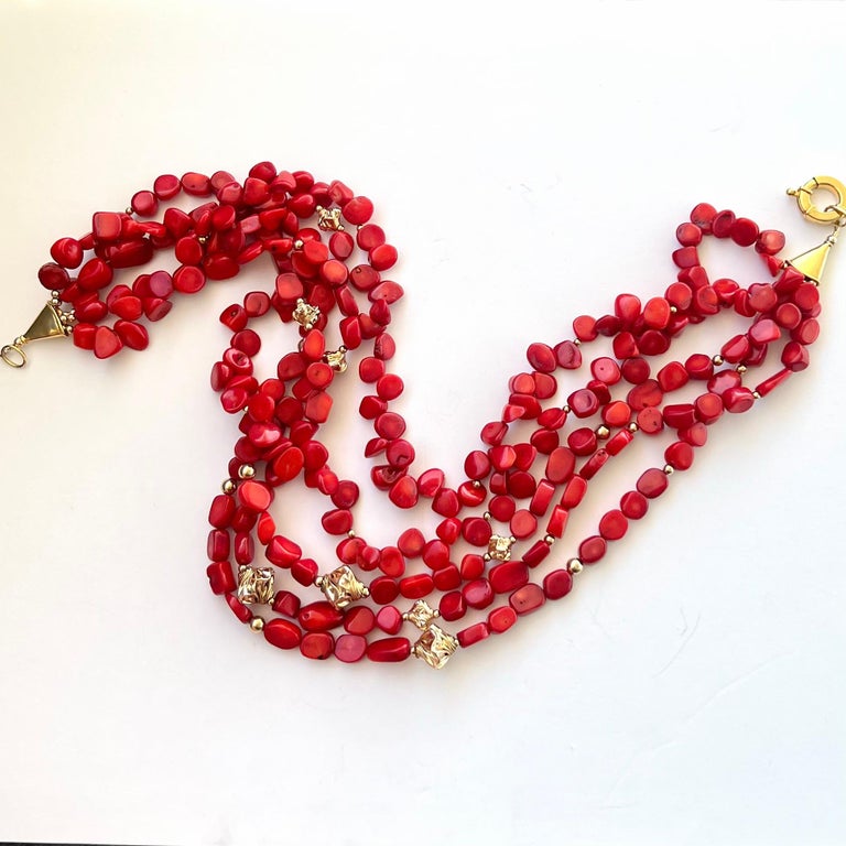 Decadent Jewels Red Sea Bamboo Multi Strand Gold Filled Necklace For ...