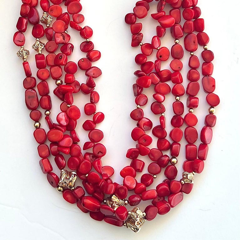 Decadent Jewels Red Sea Bamboo Multi Strand Gold Filled Necklace For ...