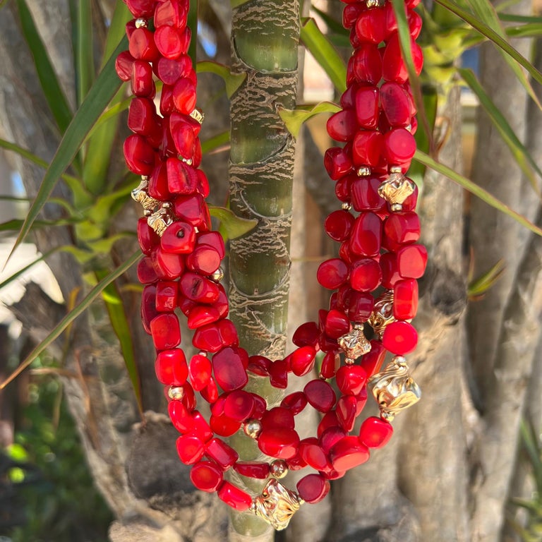 Decadent Jewels Red Sea Bamboo Multi Strand Gold Filled Necklace For ...