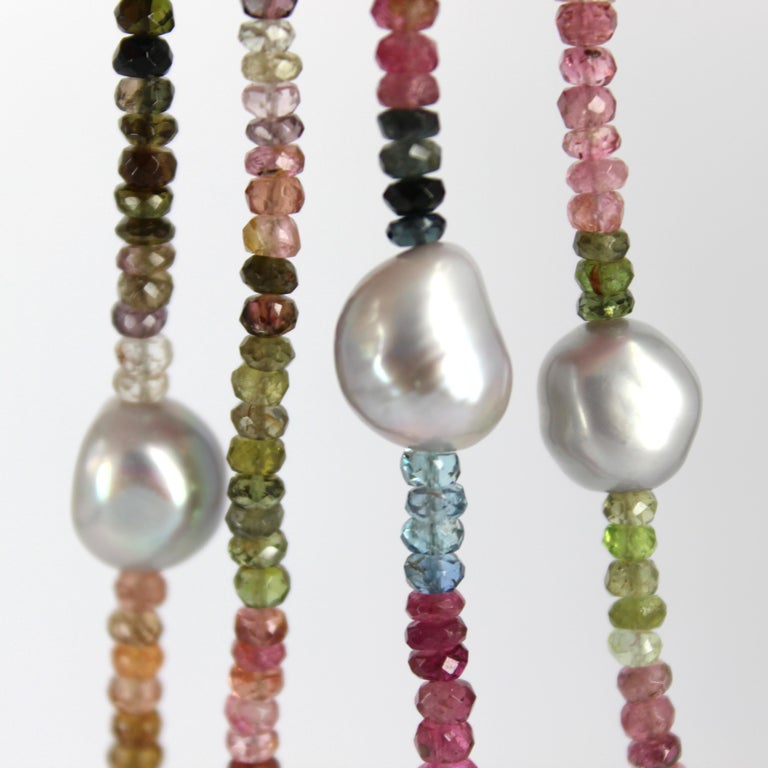Decadent Jewels Watermelon Tourmaline Grey Fresh Water Pearl Silver ...
