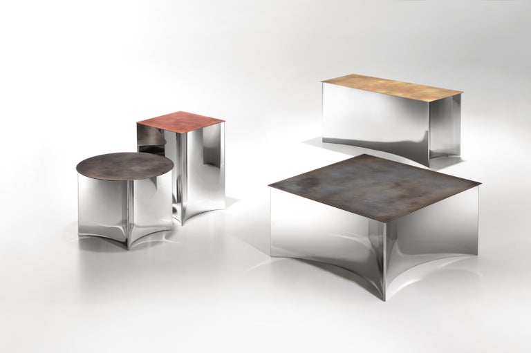 DeCastelli Alchemy 70 Coffee Table in Iron with Stainless Steel Base by ...