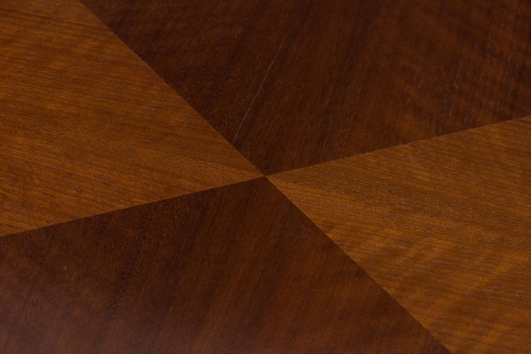 Decca Contemporary Modern Tiger Wood Veneer and Chrome Rectangular End ...