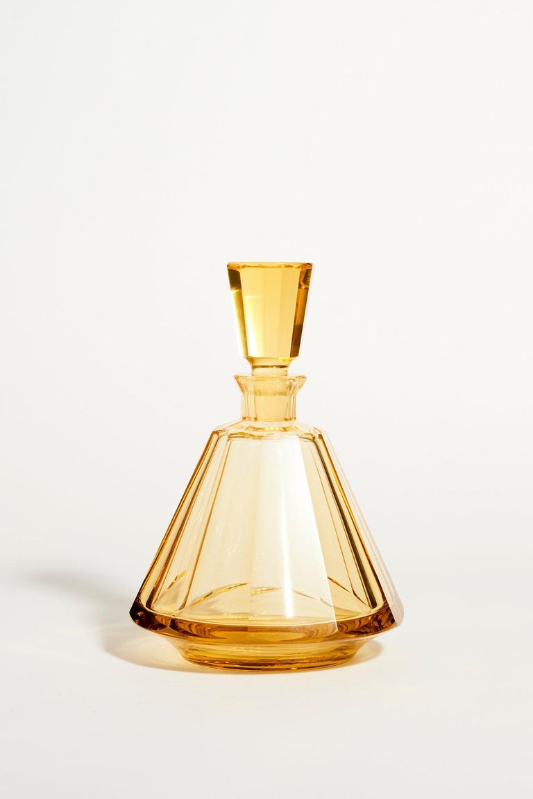 Deco Amber Yellow Faceted Decanter Set at 1stDibs | amber decanter set