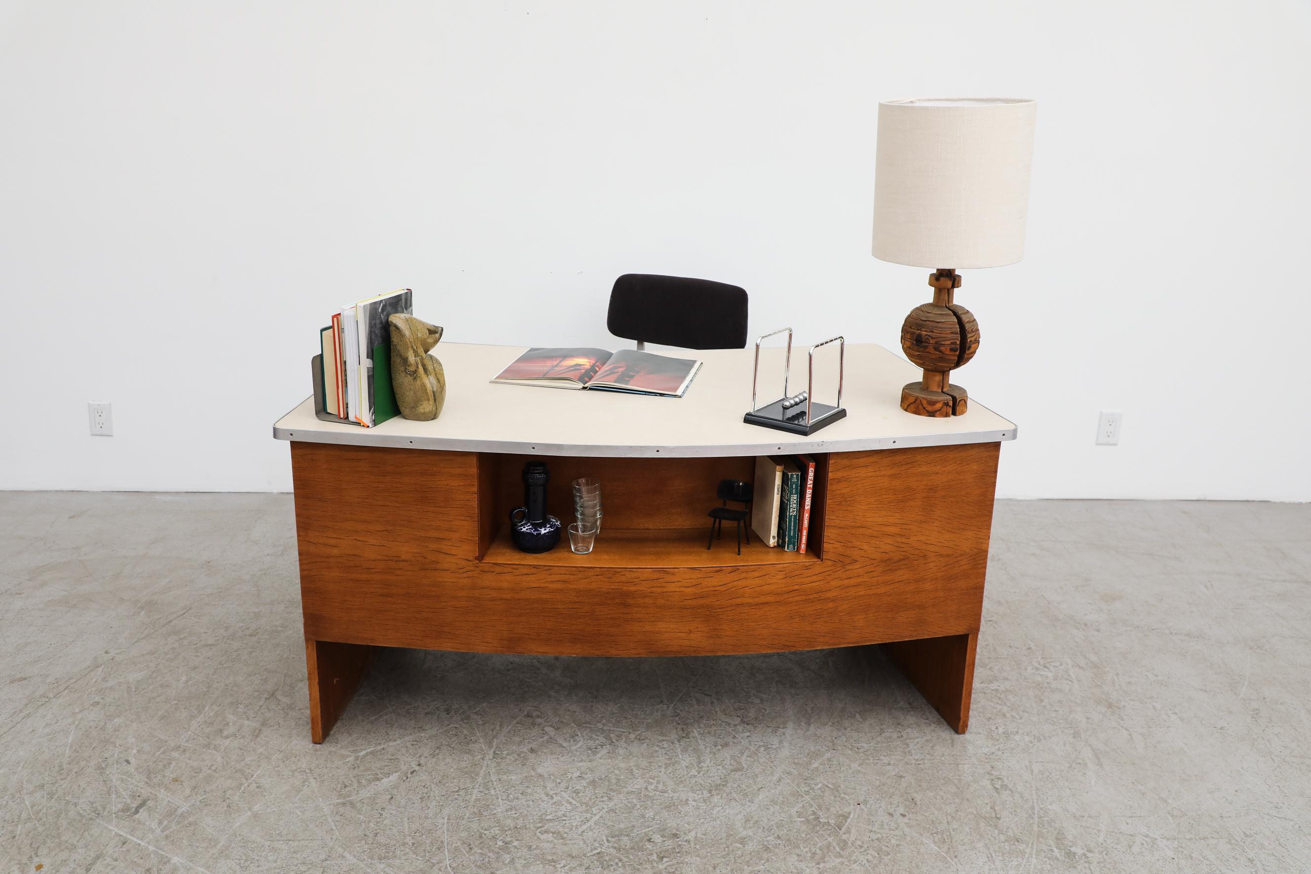 Deco Curved Executive Desk with Inset Shelf and Laminate Top at 1stDibs ...