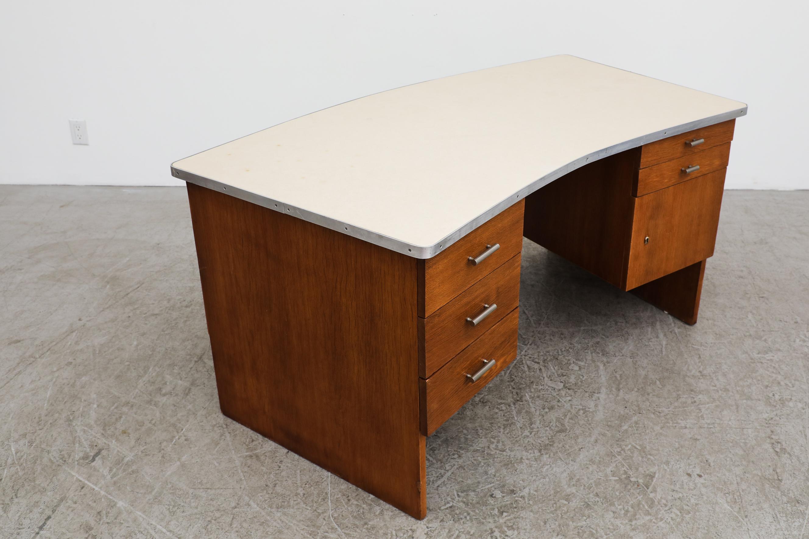 Deco Curved Executive Desk with Inset Shelf and Laminate Top at 1stDibs ...