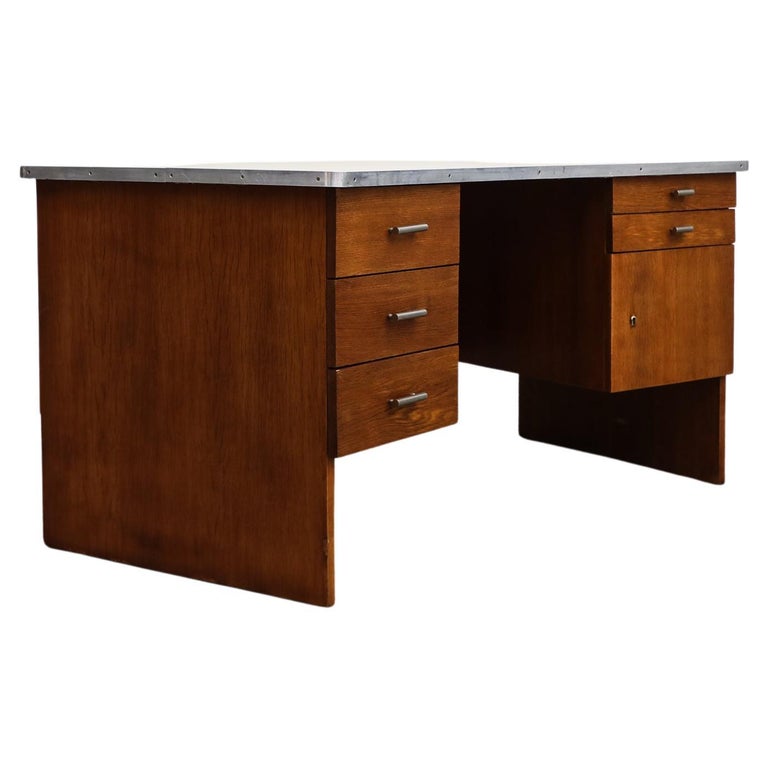 Deco Curved Executive Desk with Inset Shelf and Laminate Top For Sale ...