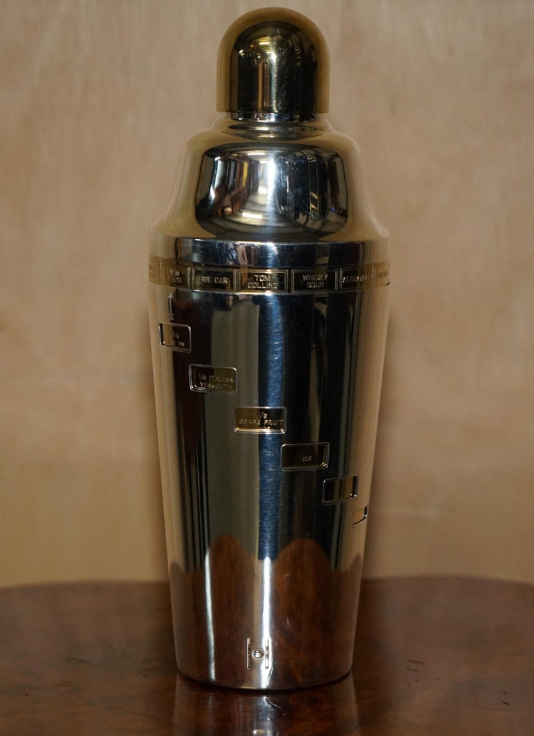 Deco Fully Restored Chrome and Gold Gilt Napier Usa Recipe Cocktail ...