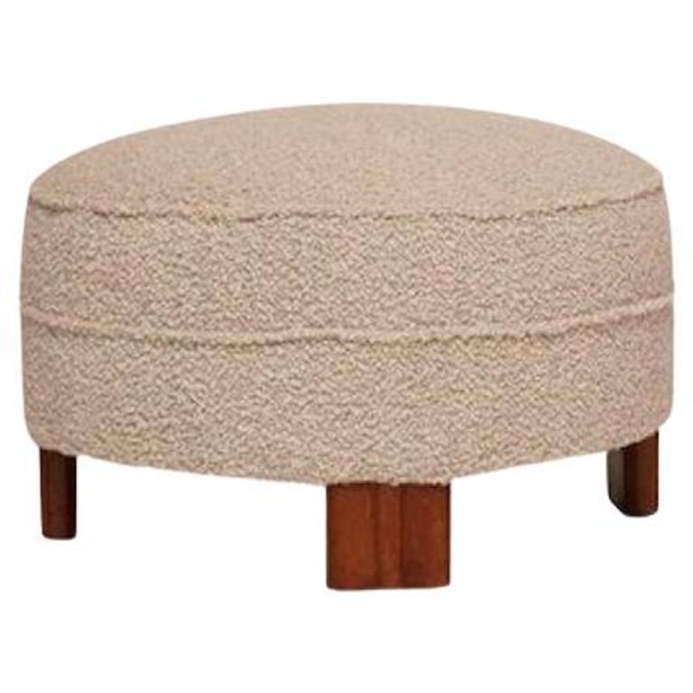 Deco Grey Boucle Ottoman For Sale at 1stDibs