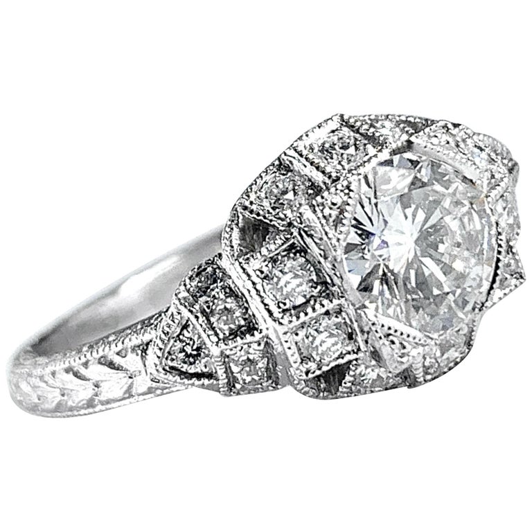 0.77 Carat Certified Diamond in Platinum "Layer Cake" Engagement Ring ...