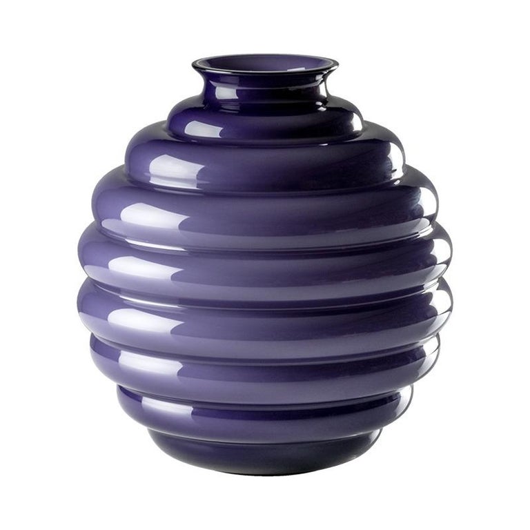 Deco Large Vase in Indigo Glass by Napoleone Martinuzzi For Sale at 1stDibs