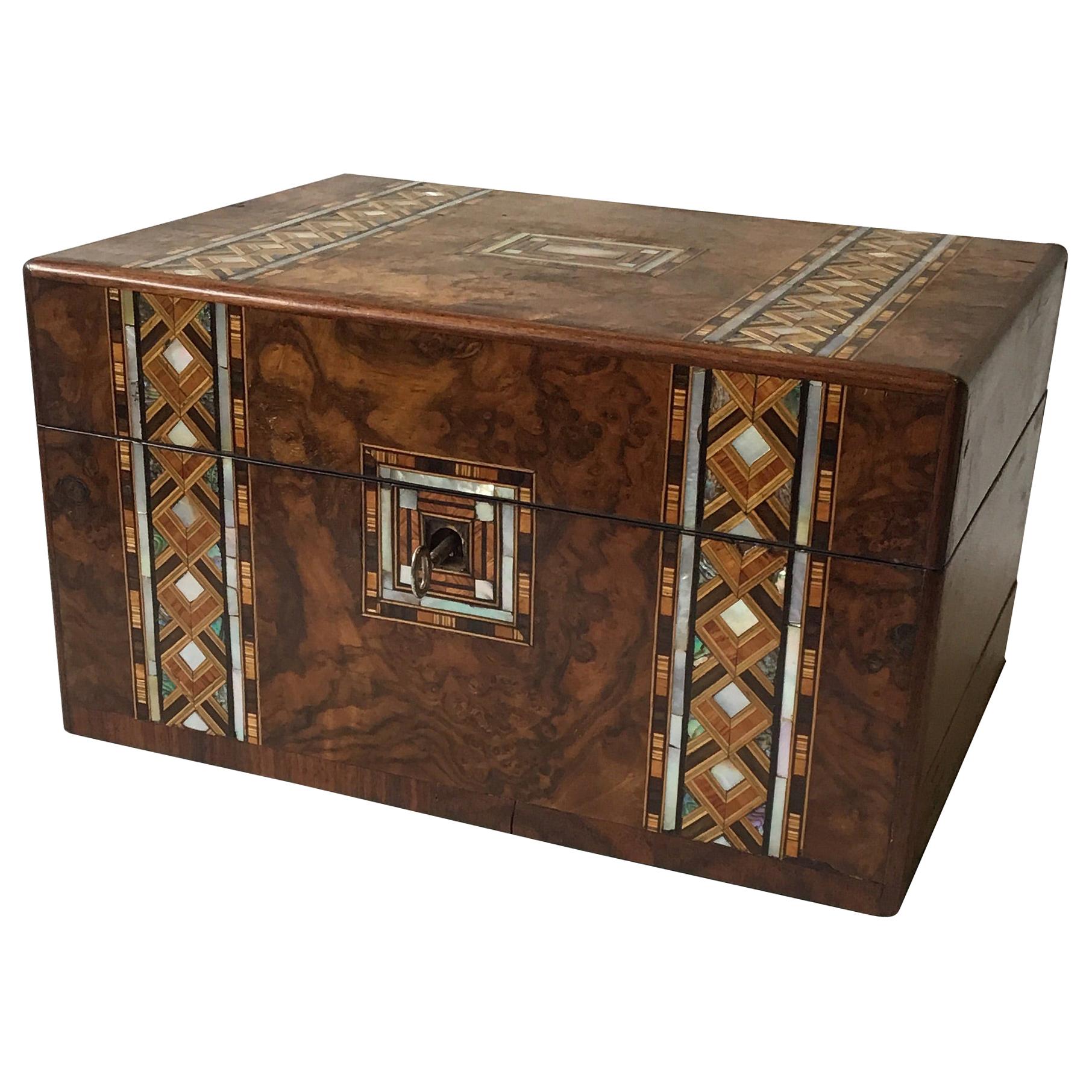 Deco Mother of Pearl Inlaid Box with Hidden Drawer at 1stDibs
