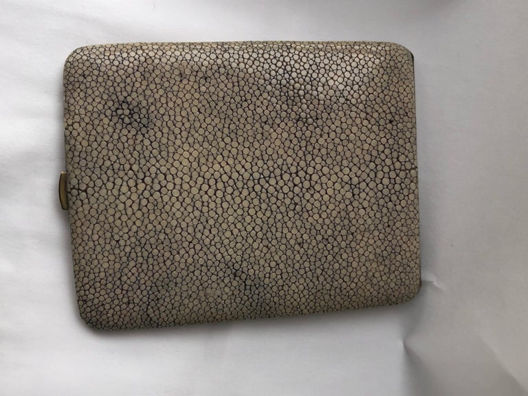 Pale Green Shagreen Art Deco Cigarette Case and Shagreen Card Case For ...