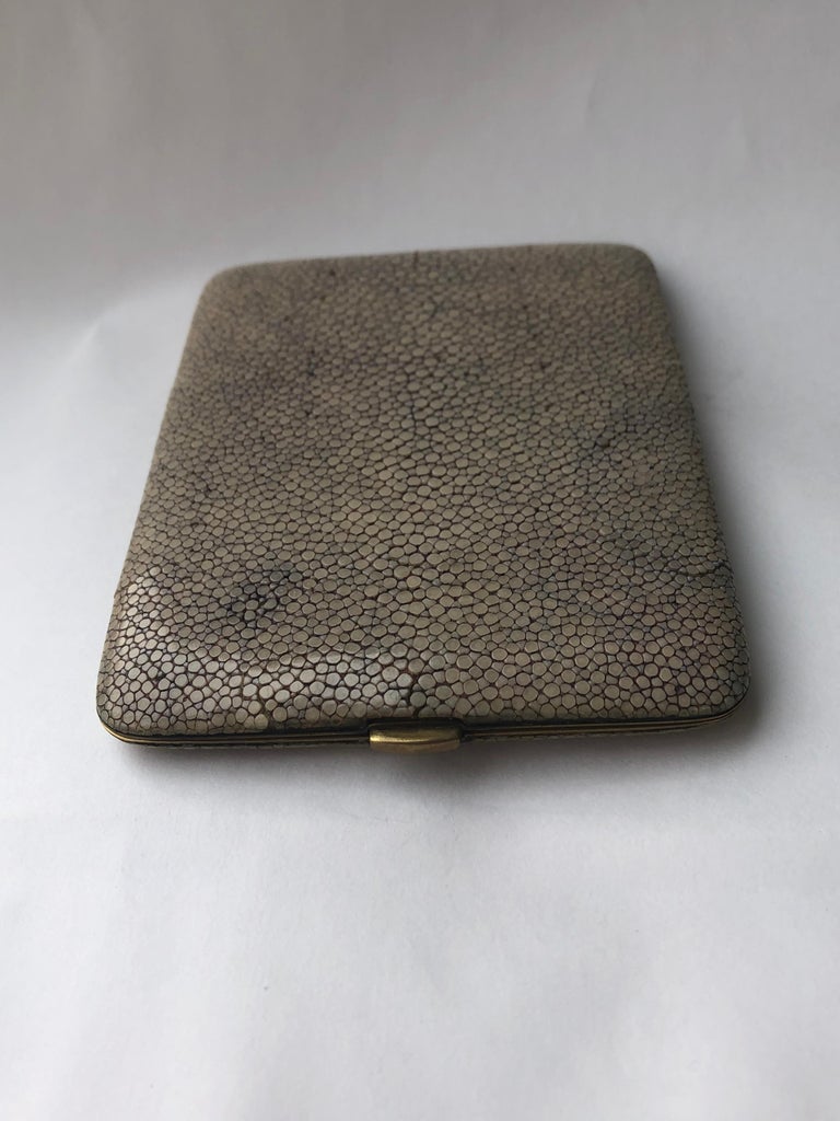 Pale Green Shagreen Art Deco Cigarette Case and Shagreen Card Case For ...