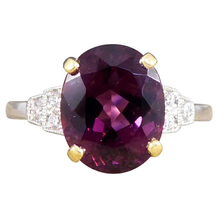 Deco Replica 2.77ct Raspberry Red Tourmaline and Diamond Ring in White Gold For Sale at 1stDibs
