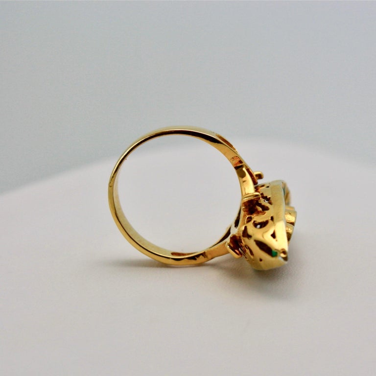 Deco Ruby Emerald Diamond Pagoda Ring 18 Karat For Sale at 1stDibs ...