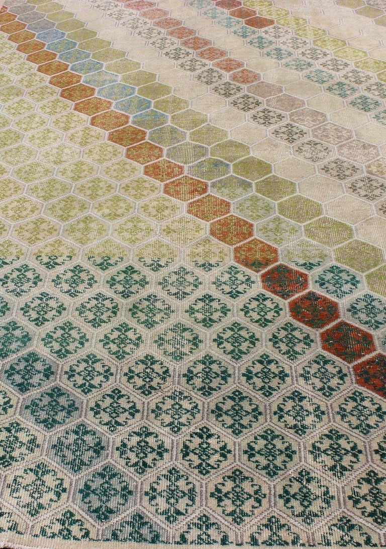Deco Rug with Modern Design in Lime Green, Light Blue, Terracotta and ...