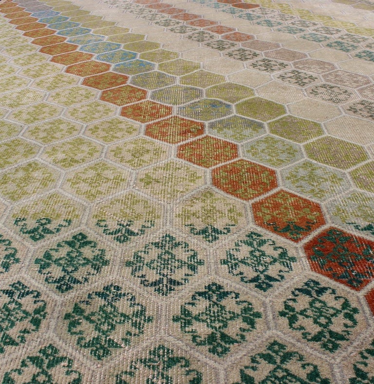 Deco Rug with Modern Design in Lime Green, Light Blue, Terracotta and ...