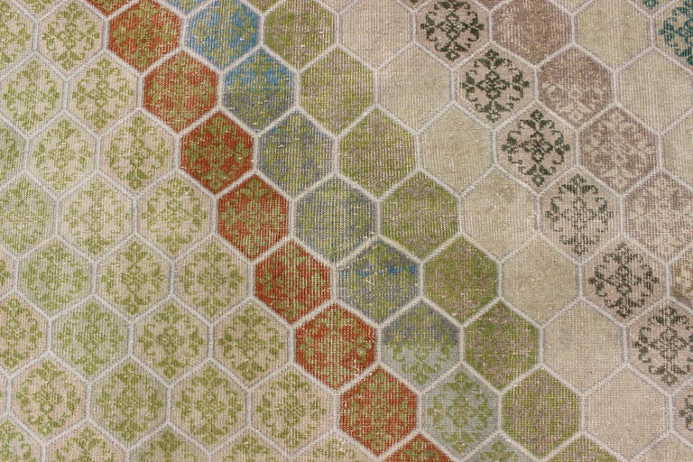 Deco Rug with Modern Design in Lime Green, Light Blue, Terracotta and ...