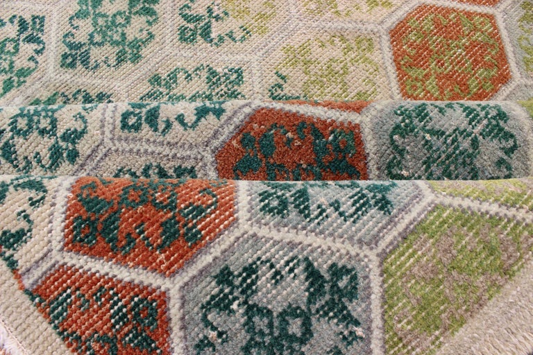 Deco Rug with Modern Design in Lime Green, Light Blue, Terracotta and ...