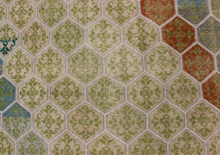 Deco Rug with Modern Design in Lime Green, Light Blue, Terracotta and ...