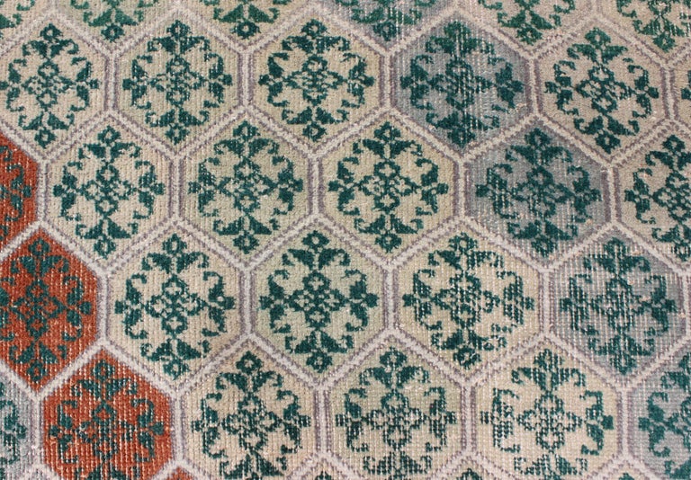 Deco Rug with Modern Design in Lime Green, Light Blue, Terracotta and ...