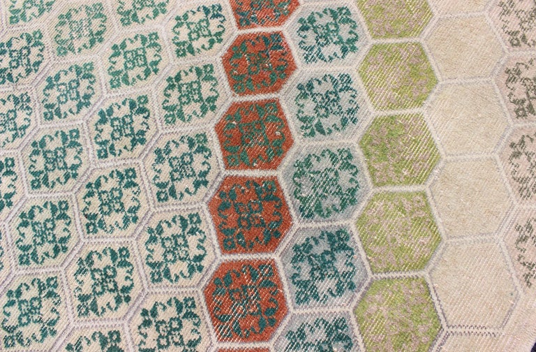 Deco Rug with Modern Design in Lime Green, Light Blue, Terracotta and ...