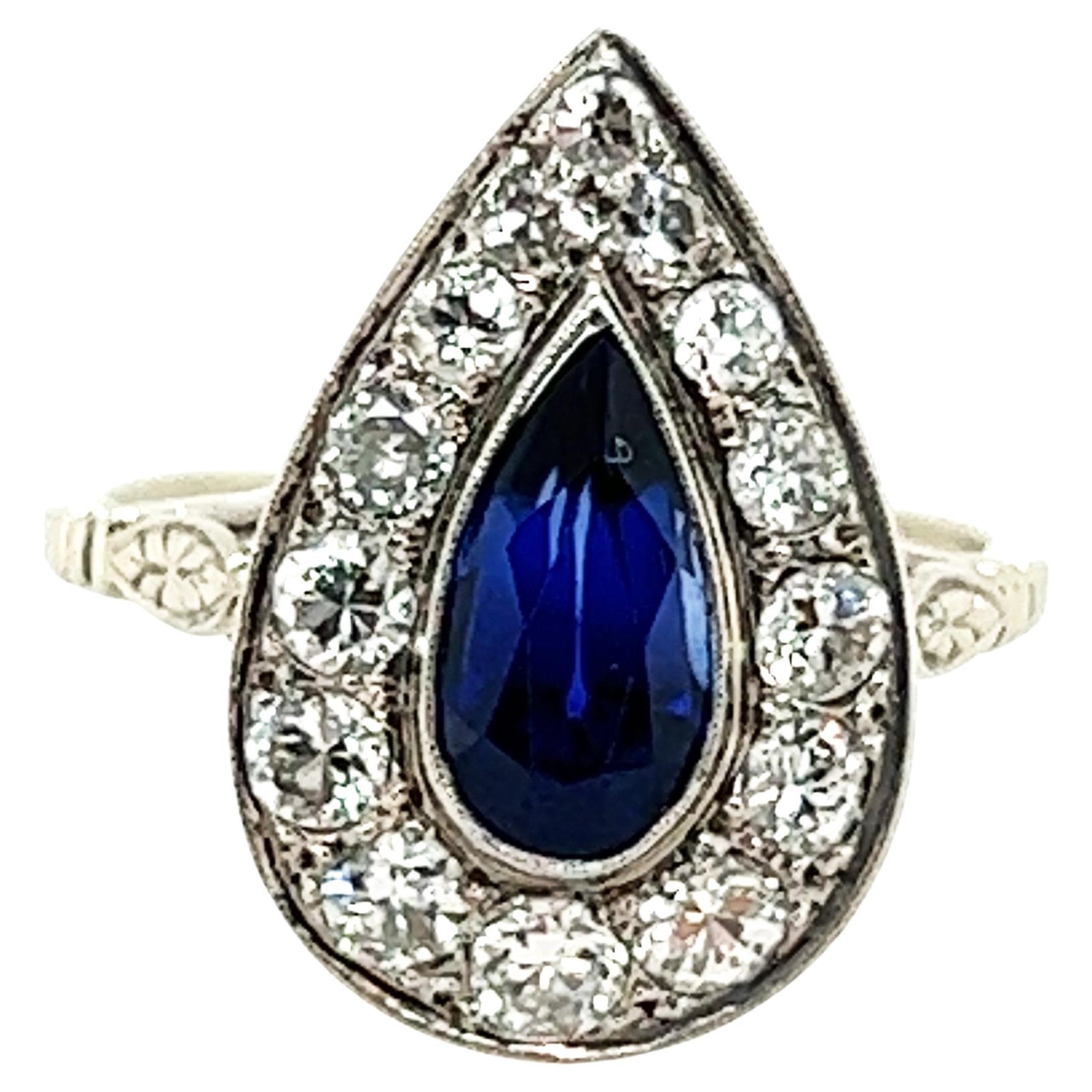 Deco Sapphire Diamond Engagement Ring GIA Certified 2.75ct Original ...