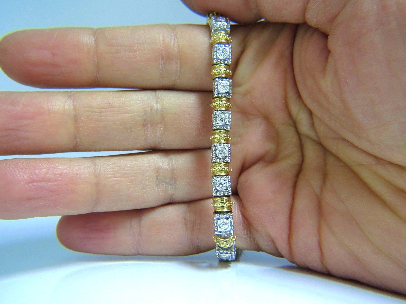 Deco Spanish Gothic Natural Diamond Tennis Bracelet 2.50ct. G/Vs 14kt 2 ...