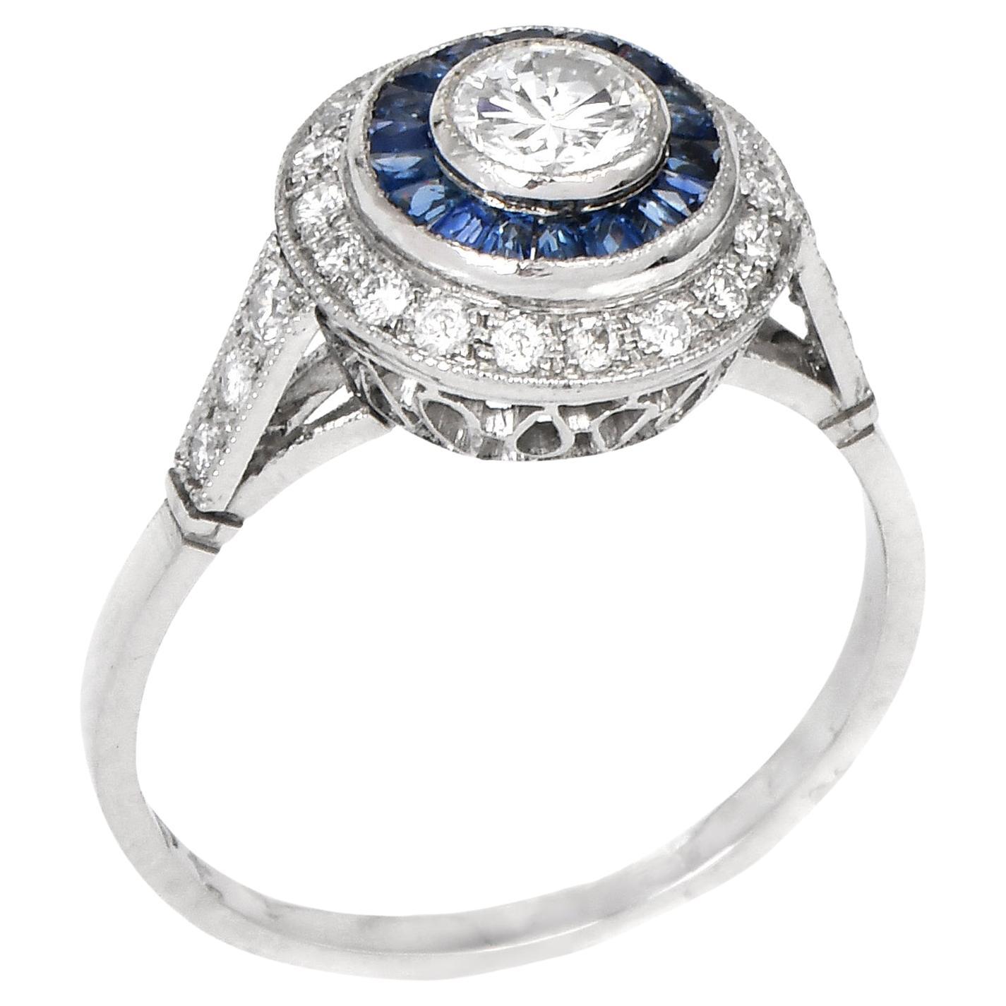 Customizable Diamond with Emerald and Sapphire Double Halo Ring in ...