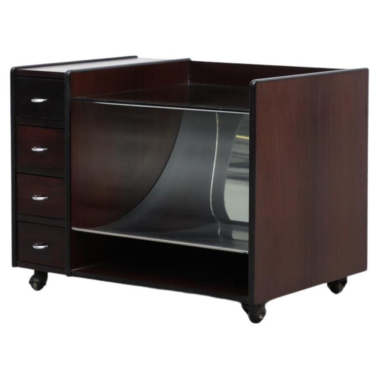 Deco Style Rolling Side Table For Sale at 1stDibs