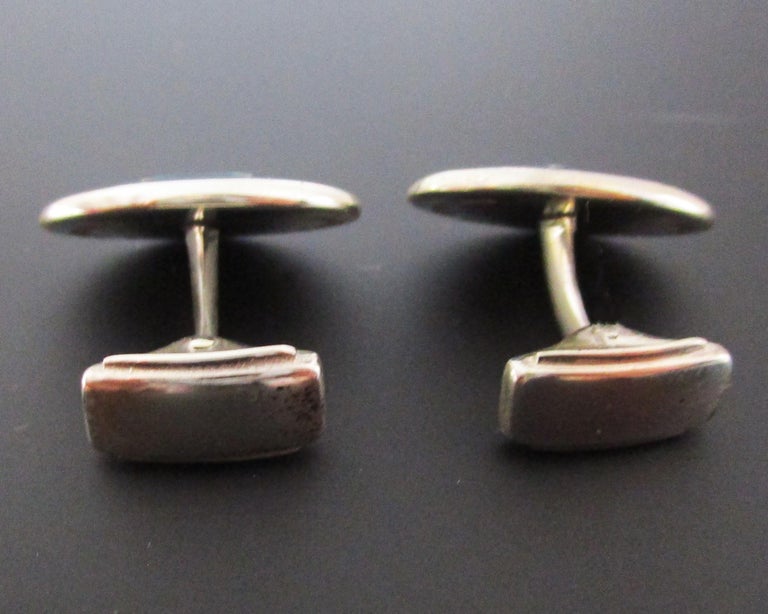 Deco Style Sterling Silver Black and Turquoise Swivel Bar Enamel ...
