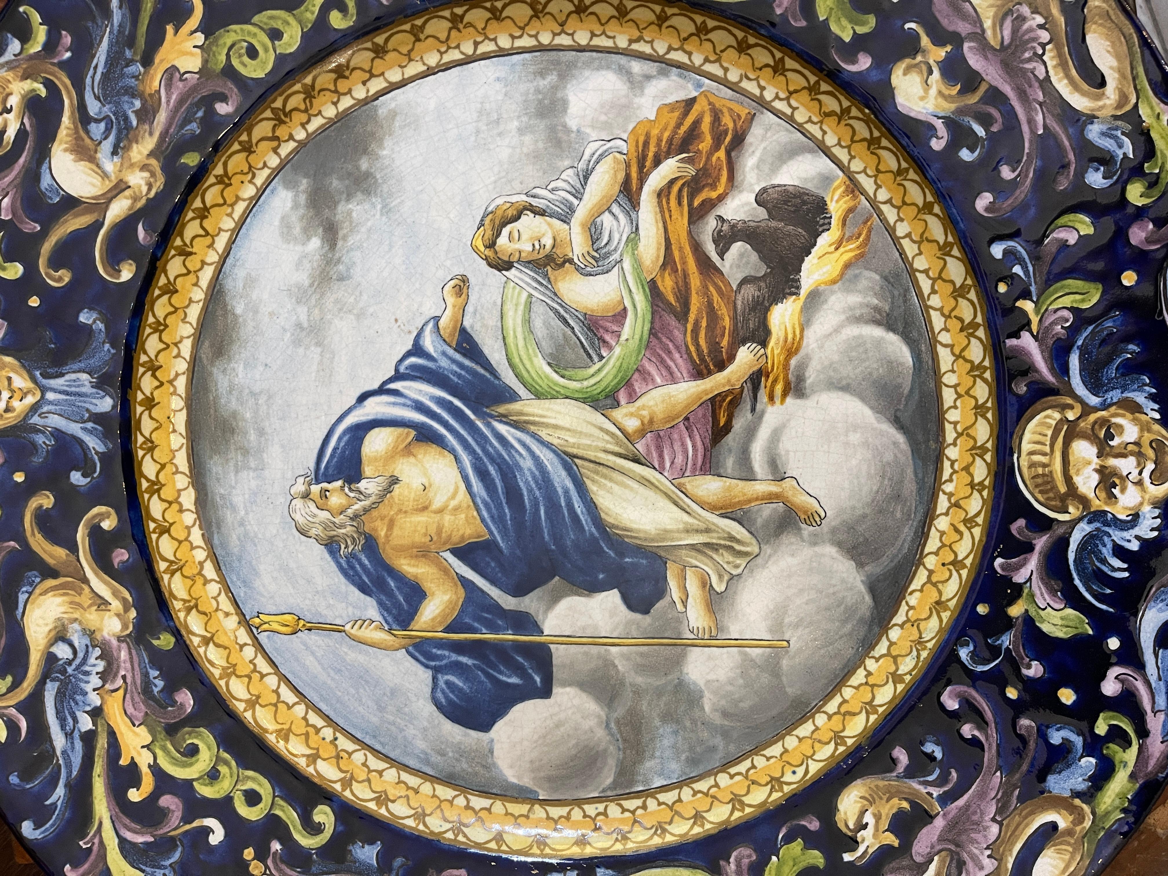 Decorated ceramic plate, 19th century, mythological scene For Sale at ...