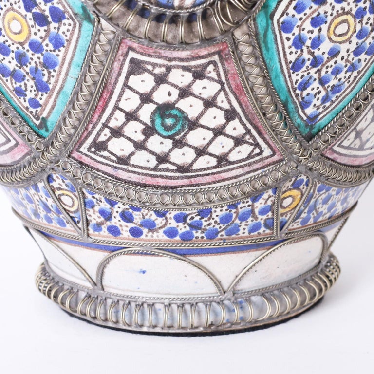 Decorated Earthenware Lidded Urn For Sale at 1stDibs