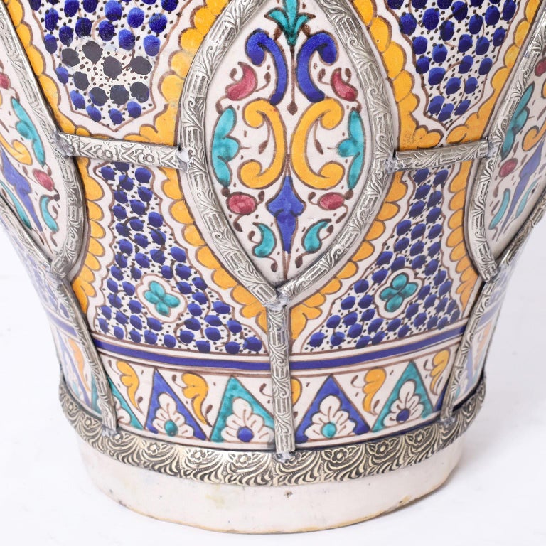 Decorated Earthenware Lidded Urn For Sale at 1stDibs