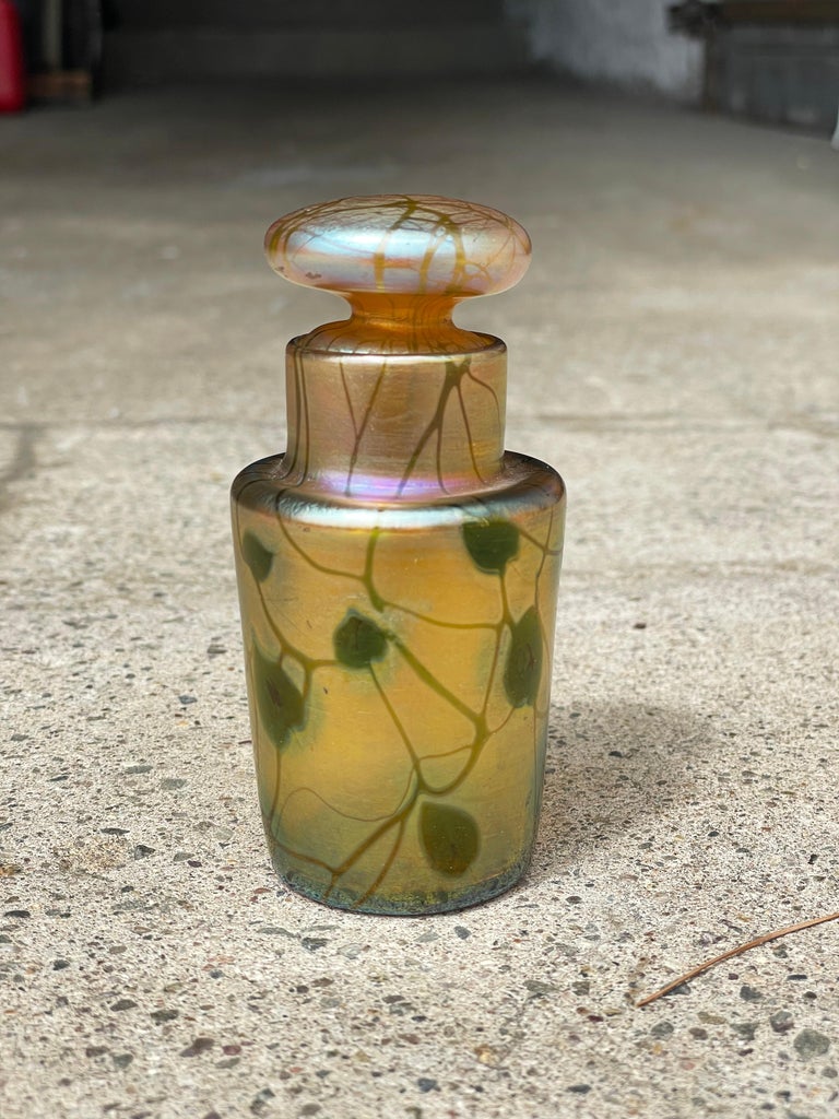 Decorated Heart and Vine Glass Scent Bottle by, Tiffany Studios New ...