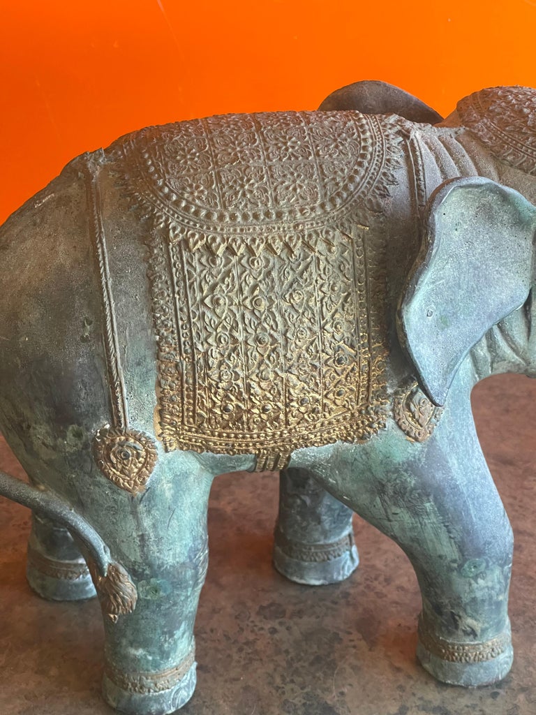Decorated Indian Elephant Bronze Sculpture For Sale at 1stDibs