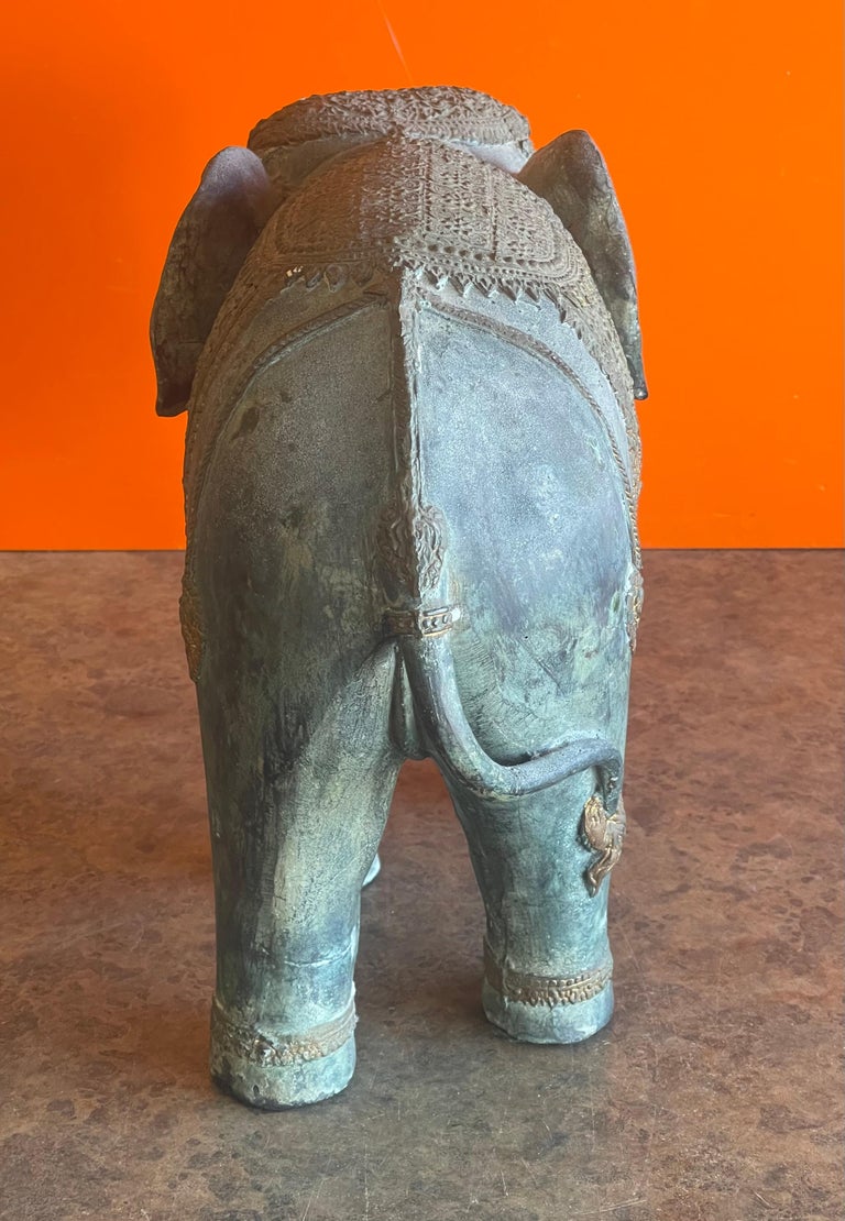 Decorated Indian Elephant Bronze Sculpture For Sale at 1stDibs