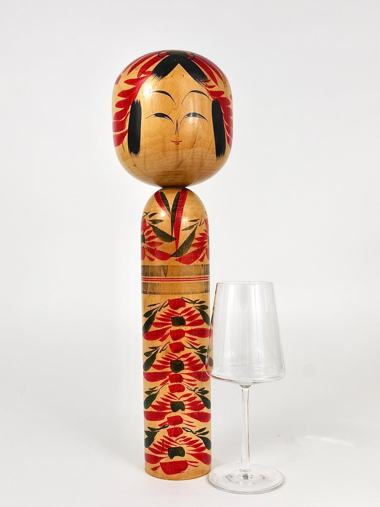 Decorative Kokeshi Doll Sculpture from Northern Japan, Hand-Painted ...