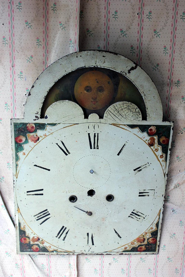 Decorative 18th Century Moon Phase Painted Longcase Clock Dial, circa ...