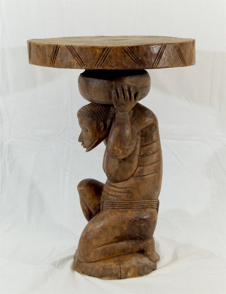 Decorative African Carved Wood Side Table at 1stDibs