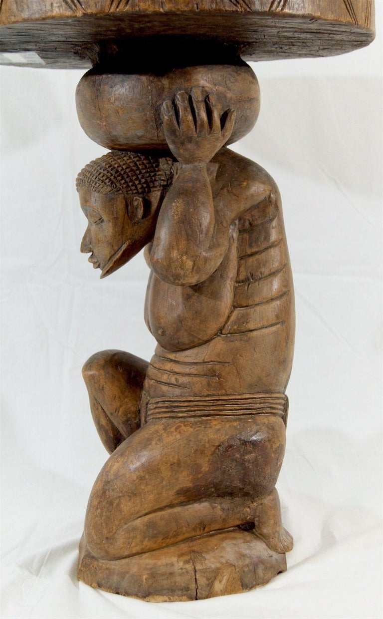 Decorative African Carved Wood Side Table at 1stDibs