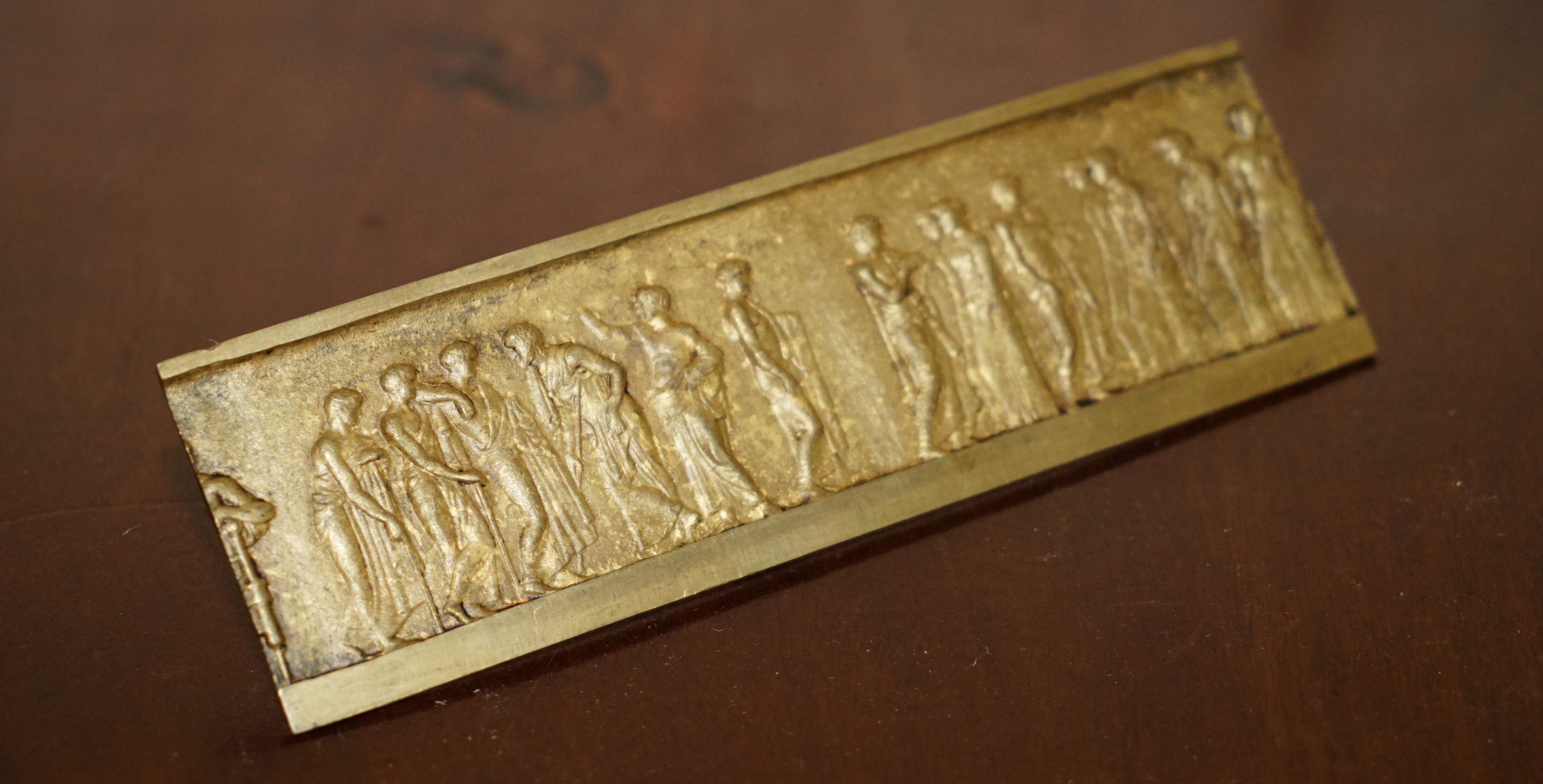 DECORATIVE ANTIQUE GOLD GILT BRONZE RECTANGULAR GRAND TOUR ROMAN FRIEZE ...