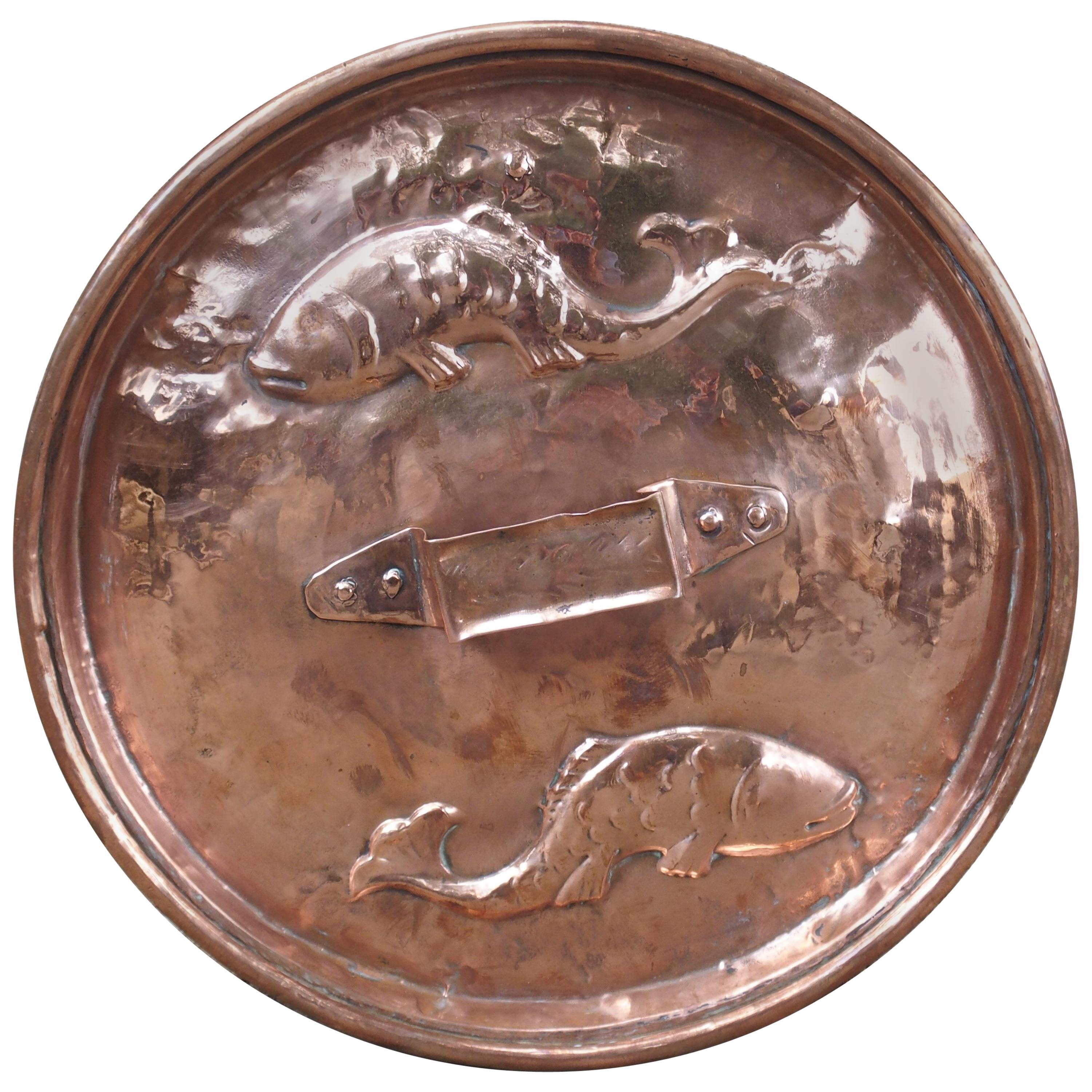 Decorative Antique Hand-Hammered Copper Fish Lid at 1stDibs