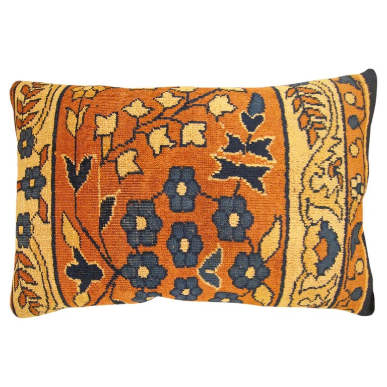 Decorative Antique Indian Agra Rug Pillow with Floral Elements Allover ...