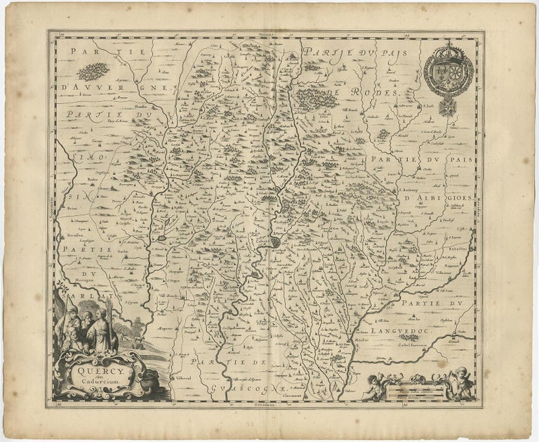 Decorative Antique Map of the Quercy Region in France, 1657 For Sale at ...